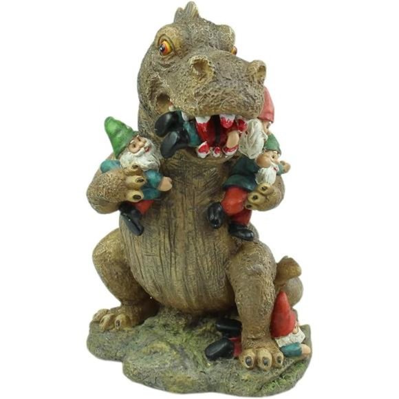 Accents | Garden Gnome Statues Outdoor Decor Trex Dinosaur Eat Gnomes ...